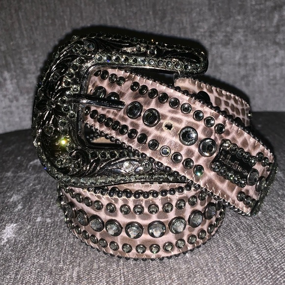 B.B. Simon | Accessories | Bb Simon Dark Gray Rhinestoned Belt | Poshmark